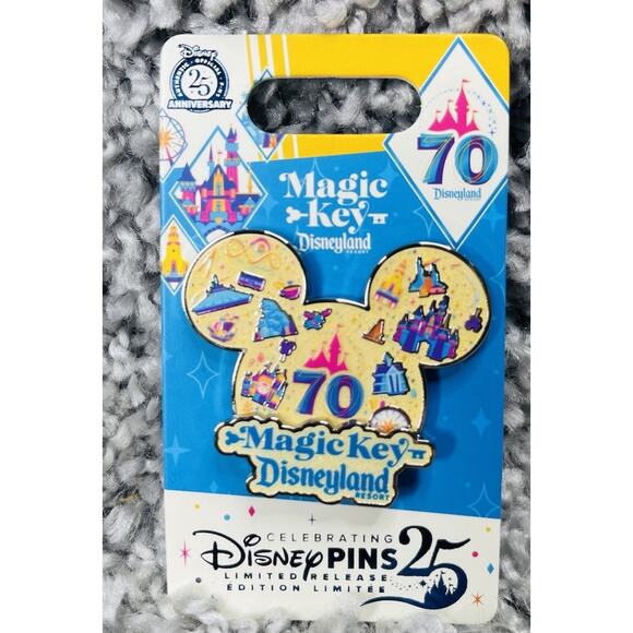 Disney | Accessories | 225 Disneyland 70th Anniversary Pin Magic Key ...